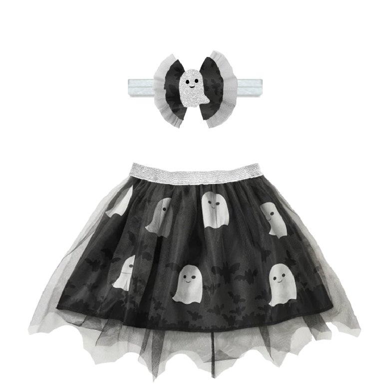 Cute Ghost Tutu Set – Halloween Headband & Skirt for Girls-Cute Ghost ...
